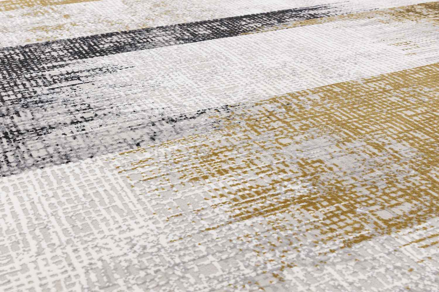 Kuza Lines Gold Rug | Ikat Design Rugs | Gold Rugs | Swyft