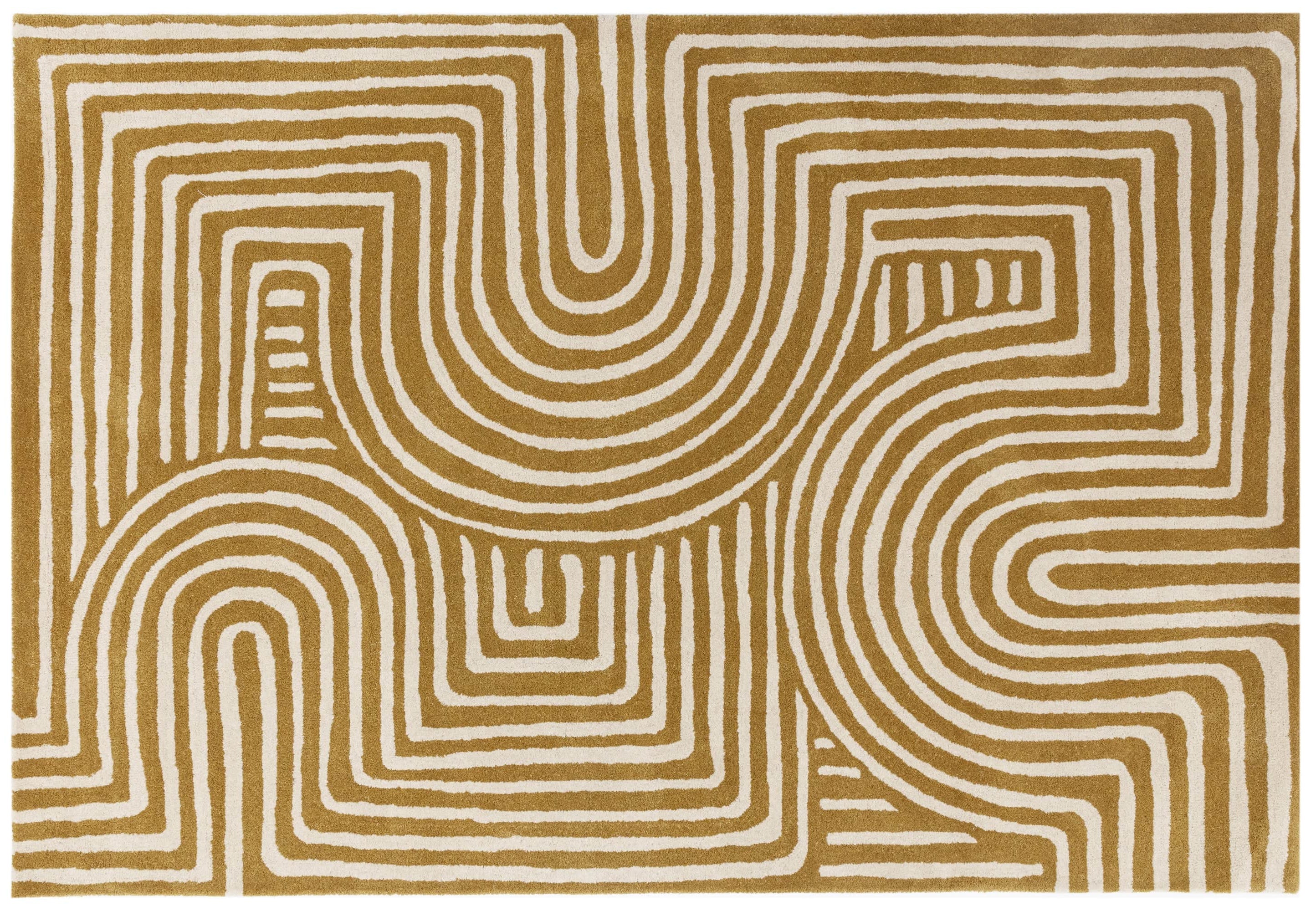 Reef Rug Curve Ochre | Patterned Rugs | Area Rugs | Swyft