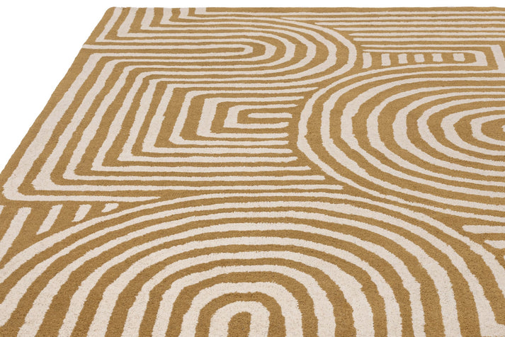 Reef Rug Curve Ochre | Patterned Rugs | Area Rugs | Swyft